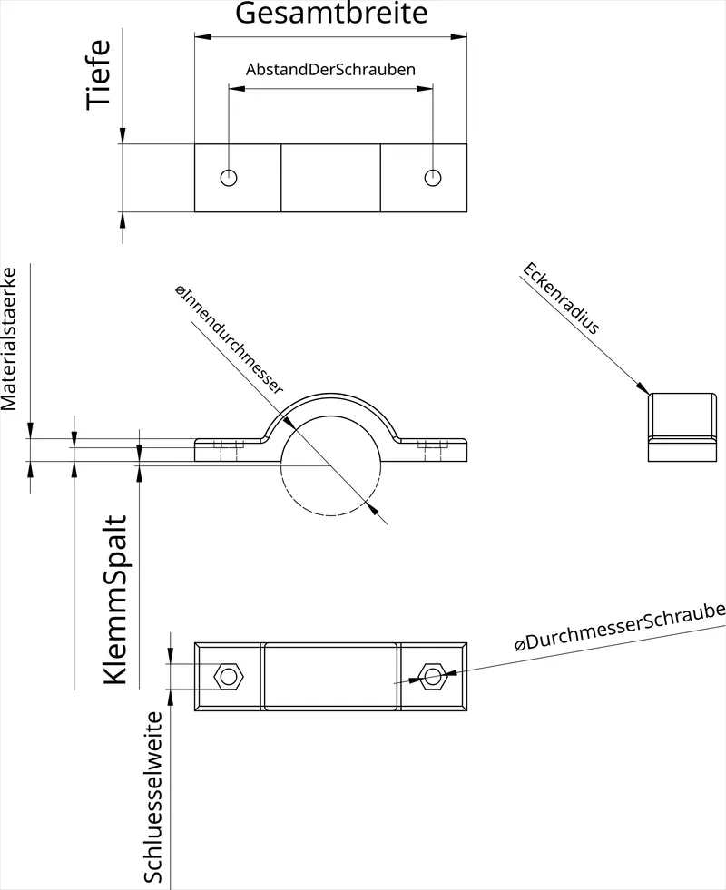 Schelle Clamp (freeCAD) HexNut-Version - fully parametric by KaPuLi ...