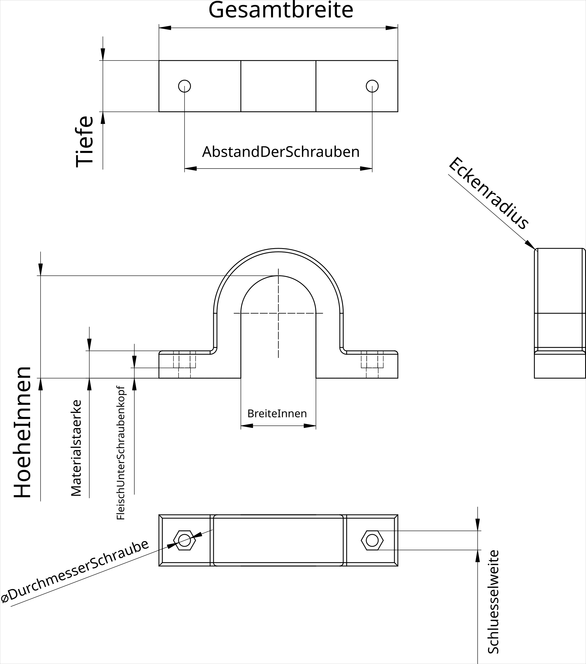 U-Clamp U-Schelle (FreeCAD) HexNut-Version - fully parametric by KaPuLi ...