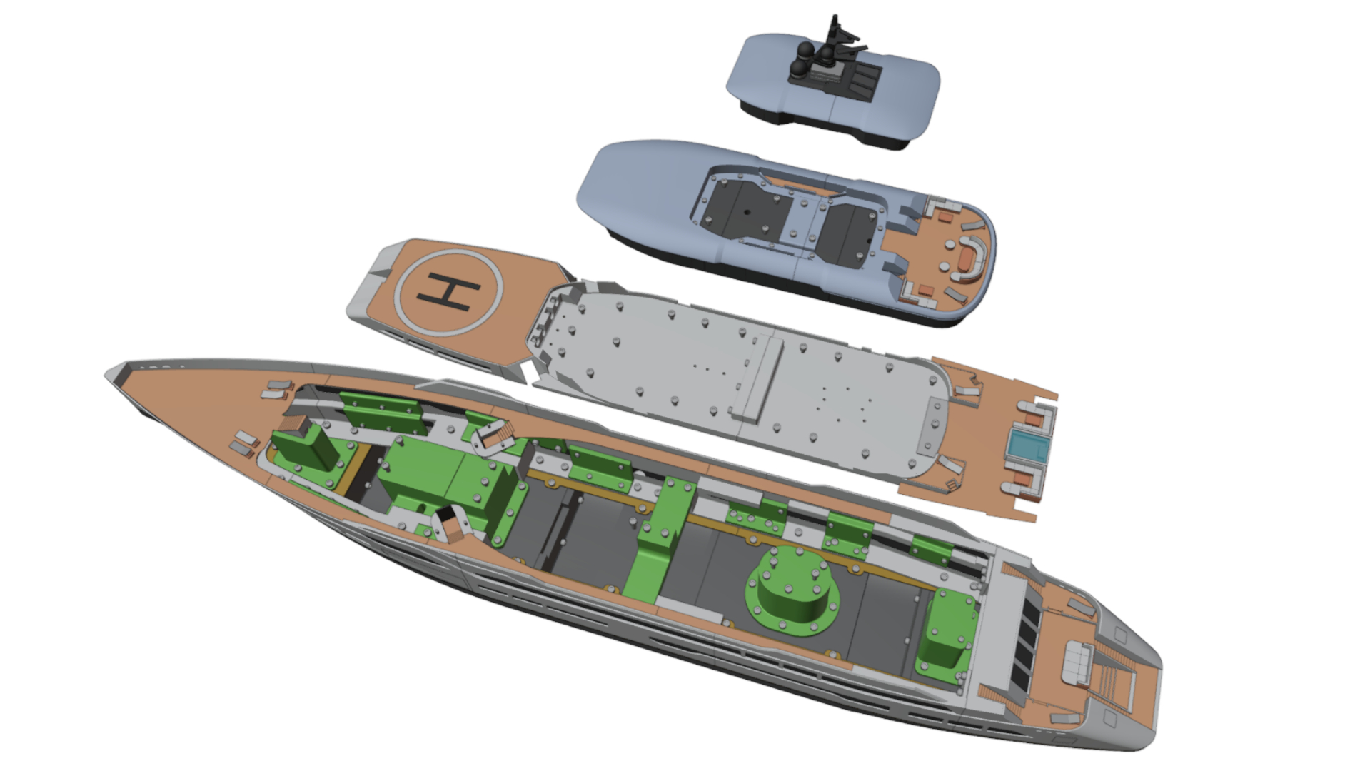 M/Y Mirabel – 1:100 Scale 3D Printable Yacht Model by MJADesigns ...