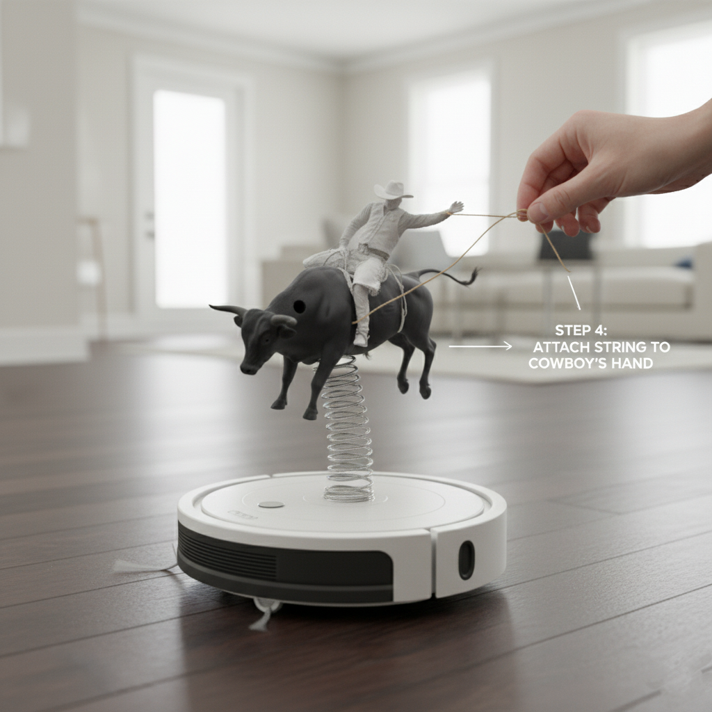 Rodeo Simulation – Bull Rider on Spring for robot vacuum / mop by ...
