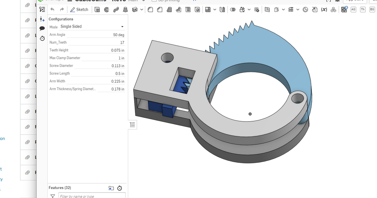ONSHAPE CONFIGURABLE CableCuffs™ Rev3 by Mew | Download free STL model ...