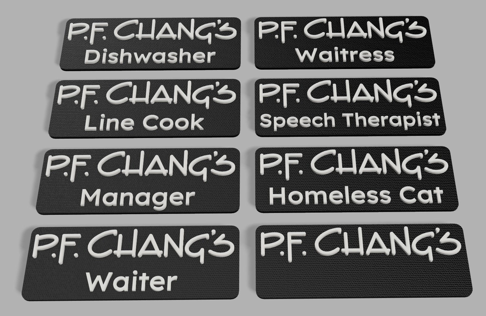 P.F. Chang's Nametags by Chris | Download free STL model | Printables.com