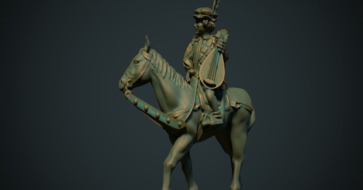 Mounted Bard 28mm (no supports needed) by Brite Minis | Download free ...