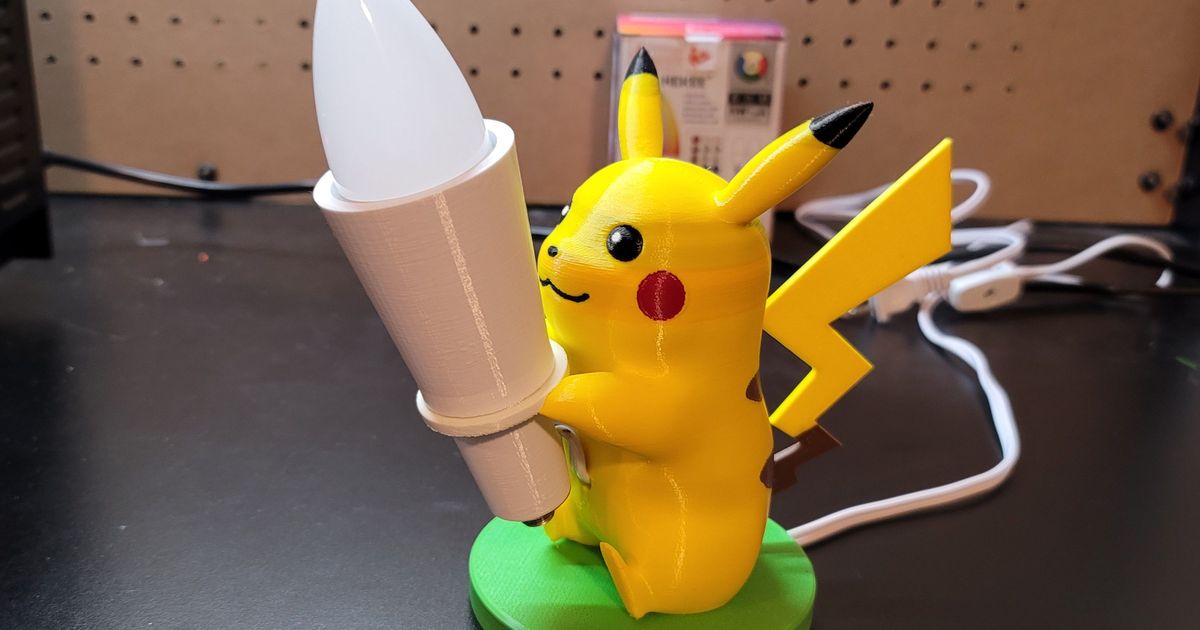 Remixed Pikachu Light Stand for Candelabra Bulbs and MMU Printing by ...