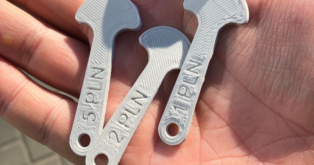 Polish Shopping Cart Keys 1, 2, 5 PLN by zierek | Download free STL ...