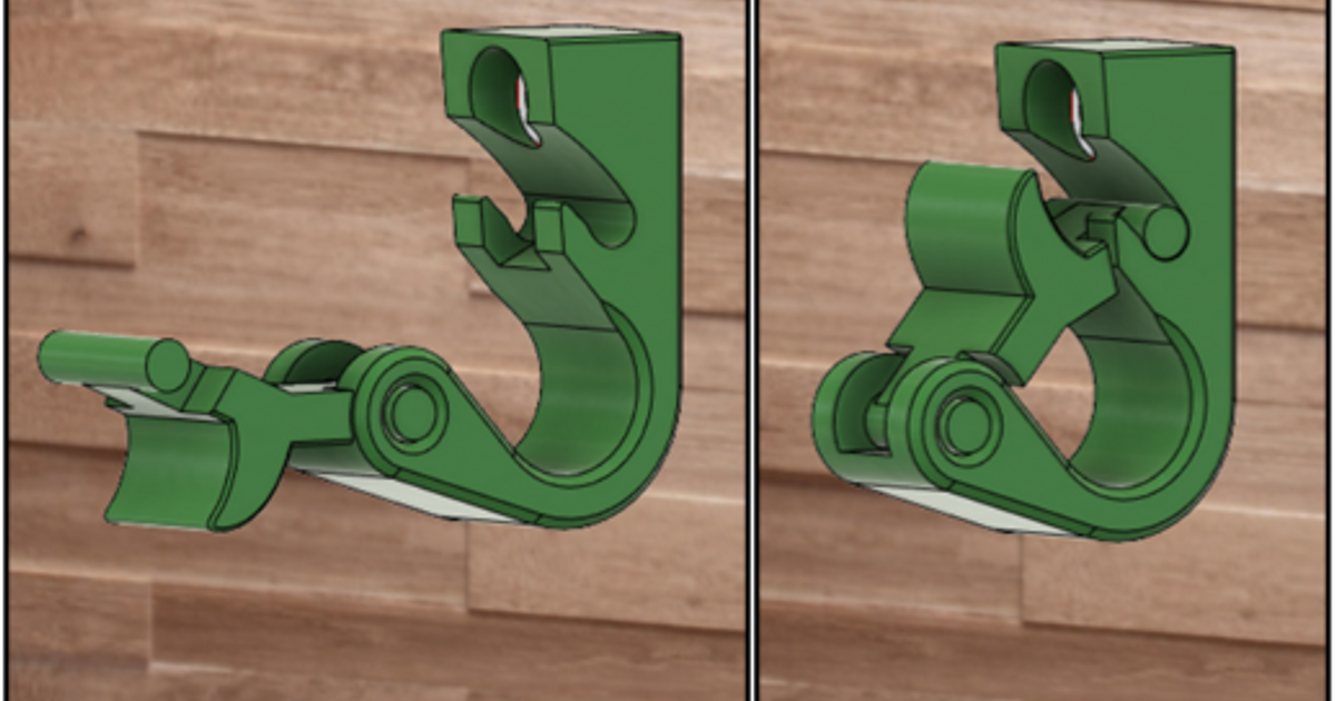 Wall hook with latch by Hesed | Download free STL model | Printables.com