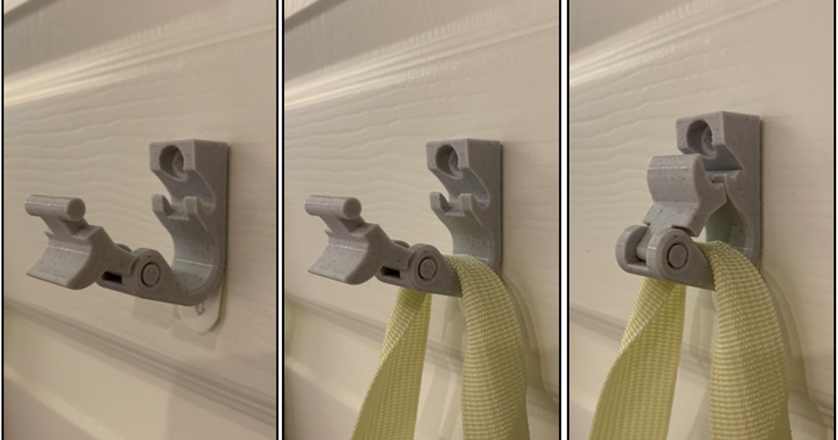 Wall hook with latch von Hesed | Kostenloses STL-Modell herunterladen ...