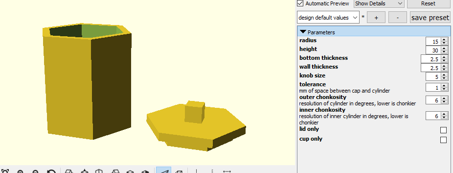 The Cylindrinator | Customizable SCAD Cylindrical container generator ...