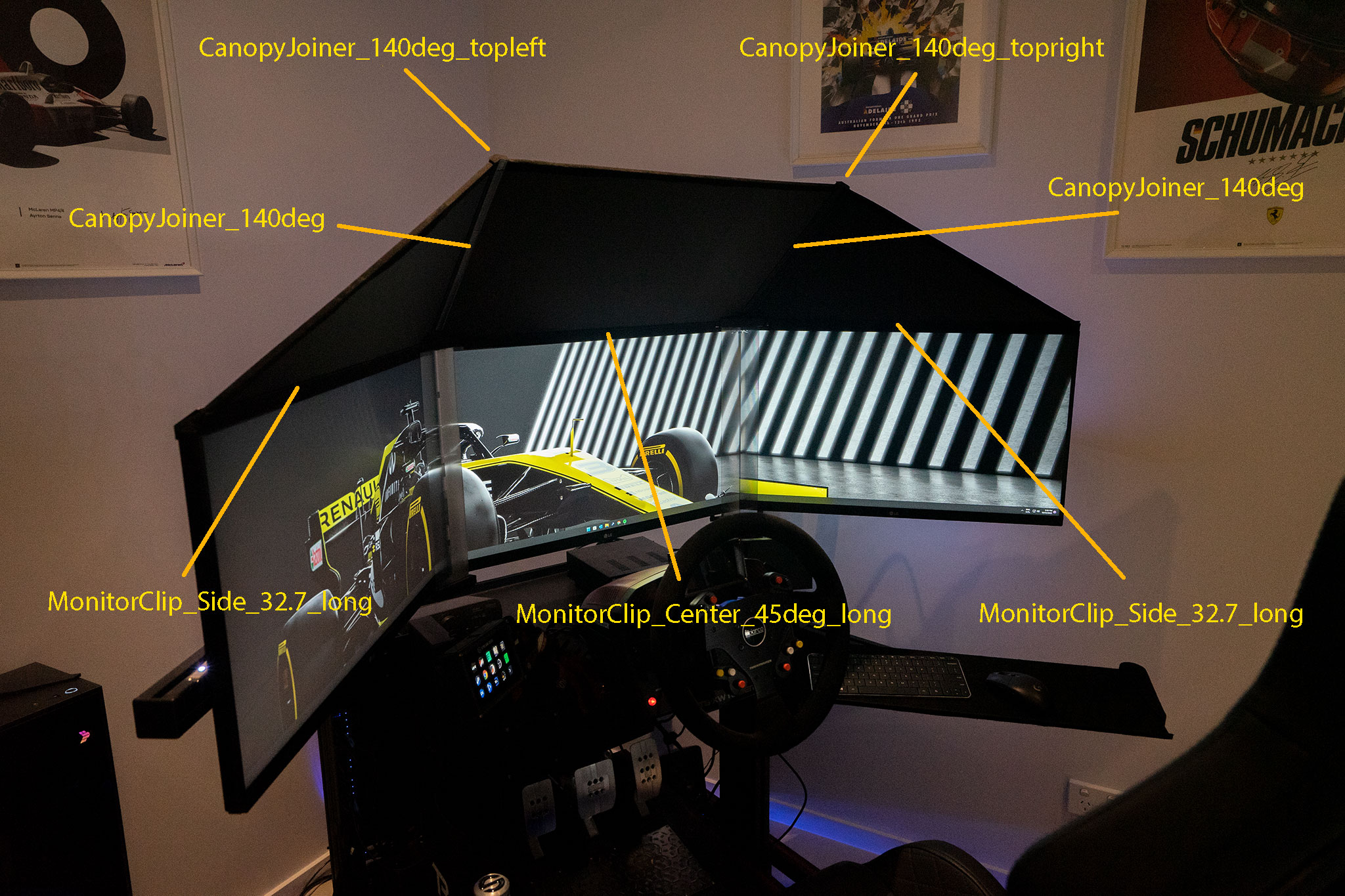 Sim Racing Canopy for Triple Monitors by 365lyf | Download free STL ...