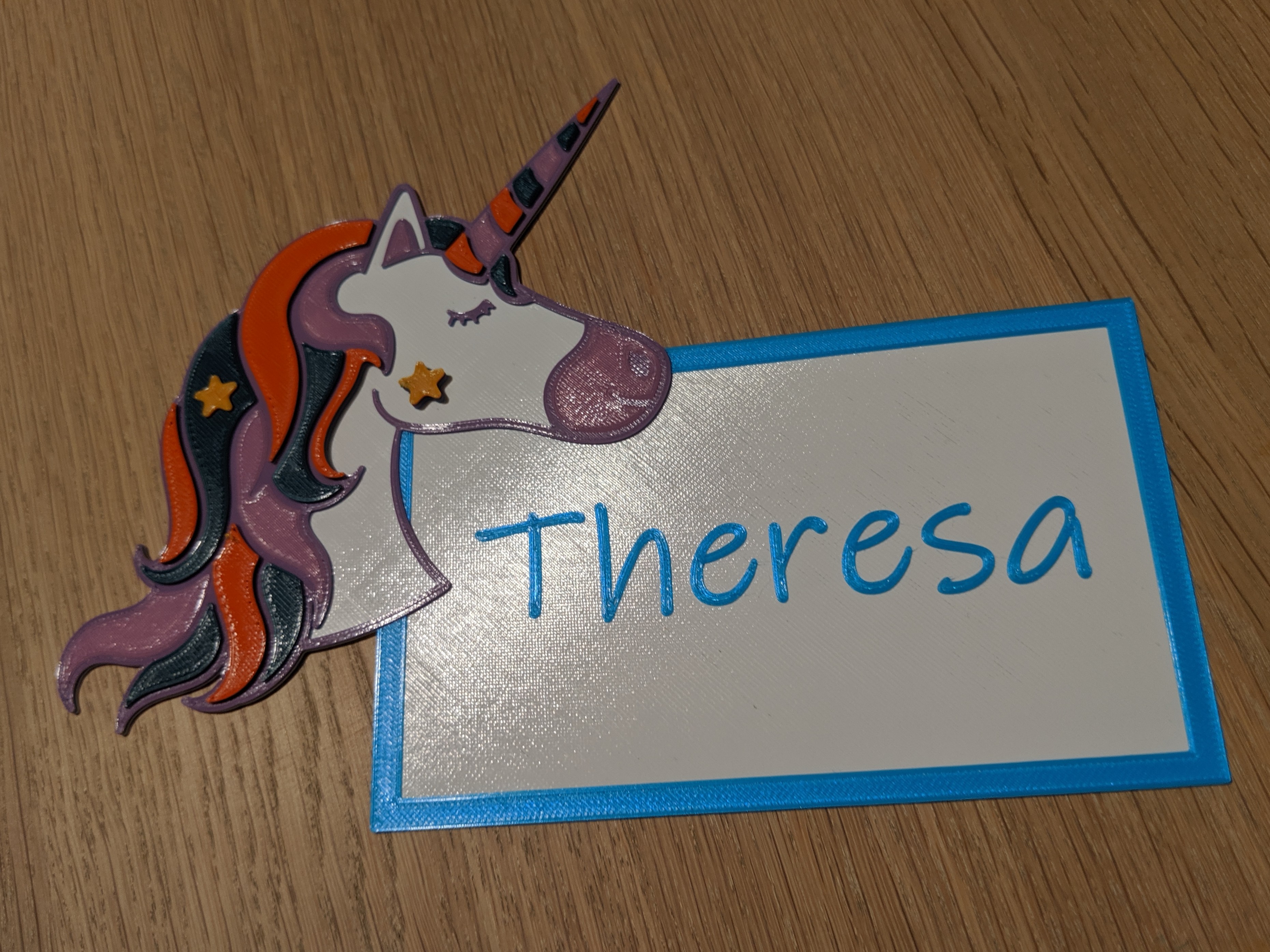 UNICORN Name Tag - multicolor singleextruder by Stefan | Download free ...