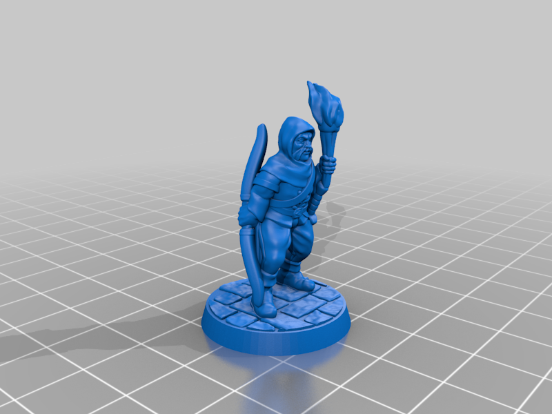 Hireling with torch 28mm (supportless, FDM friendly) by Brite Minis ...