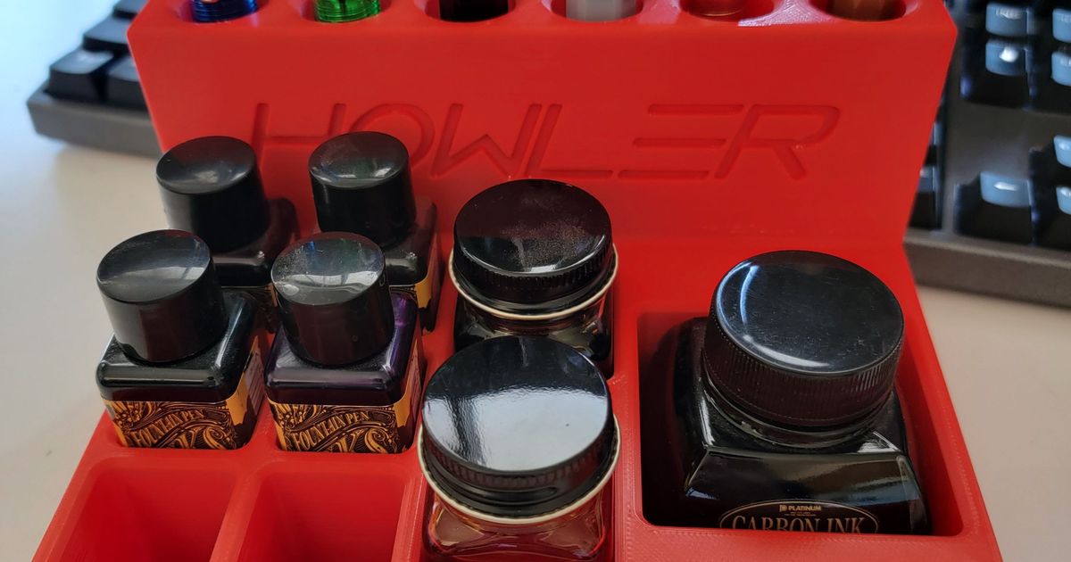 Customizable Pen and Ink Holder by Howler117 | Download free STL model ...