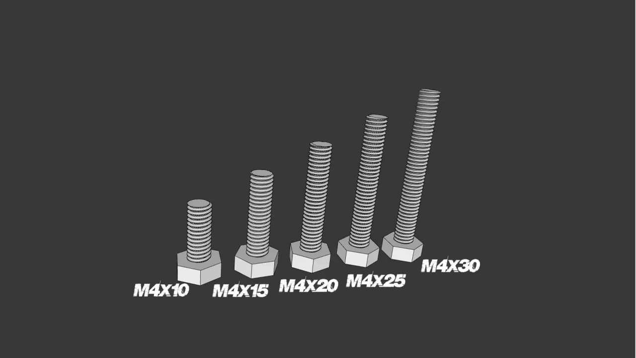 M4 hex screw and nut (M4x10, M4x15, M4x20, M4x25, M4x30) by kunaa ...
