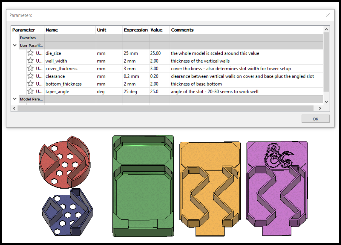 Combination Dice Box and Tower - A Parametric Fusion 360 Design von Ed ...