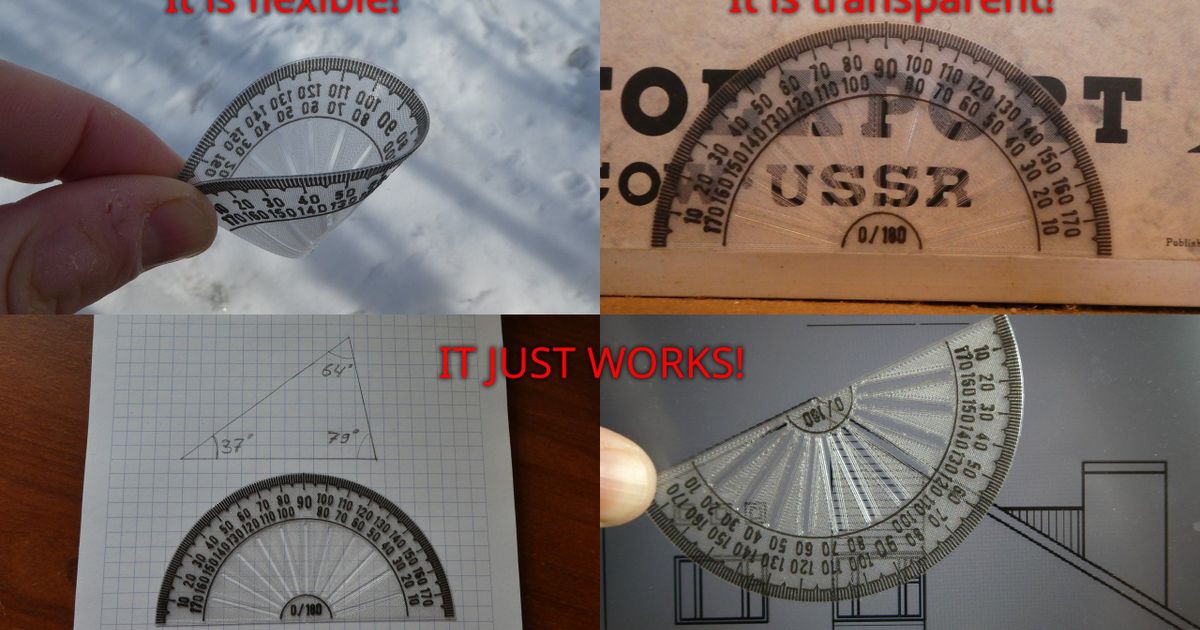 The SMALLEST protractor for drawing (transparent) by Tol | Download ...