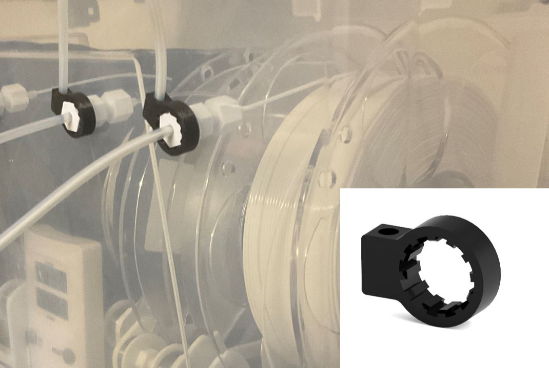 Support ring to fix and plug PTFE tube if filament (Ø1,75mm) is not in ...
