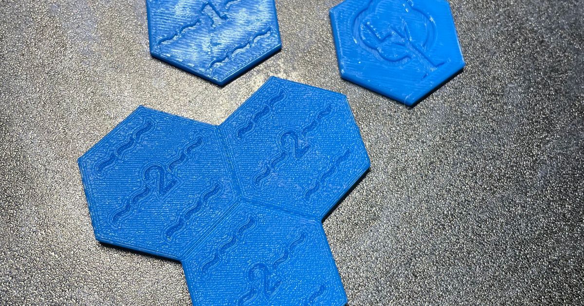 Tree and Water Hex Terrain Tiles by cursingbulldog | Download free STL ...