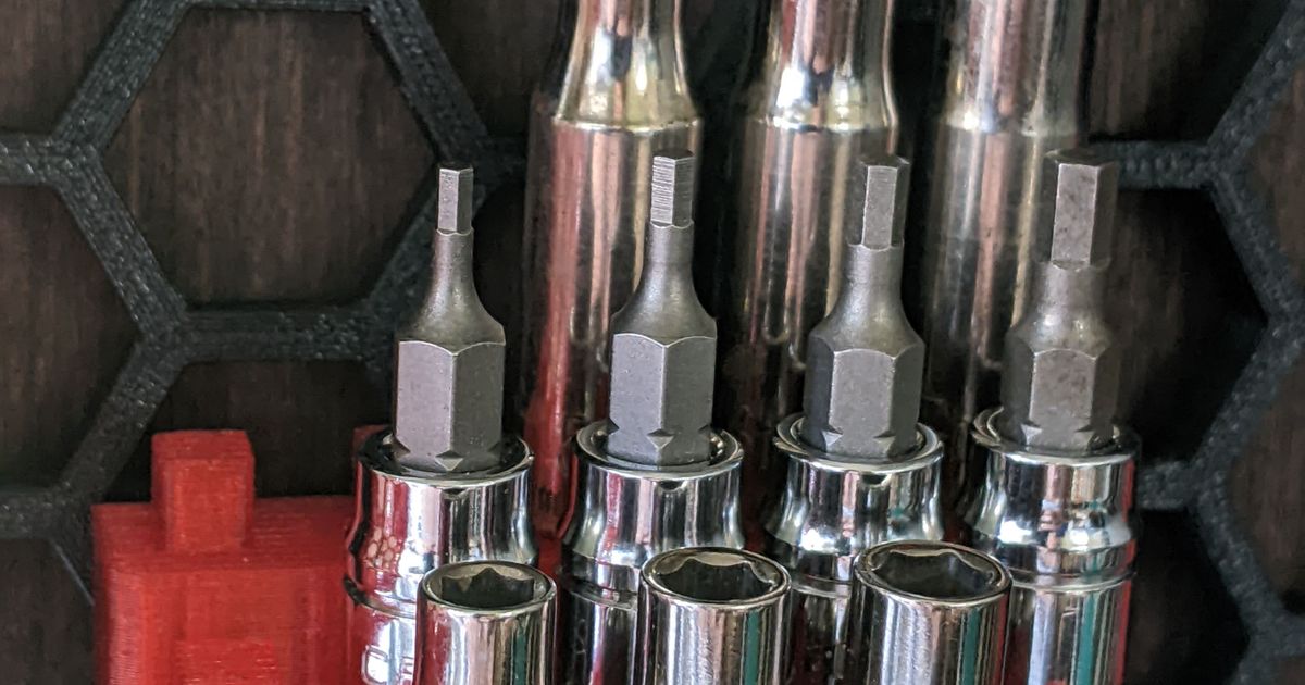 1/4" socket holder for Honeycomb Wall by SDHayes | Download free STL model | Printables.com