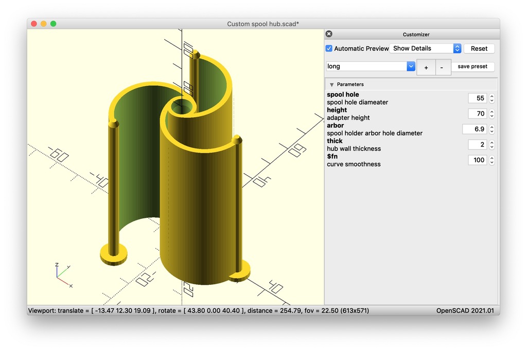Parametric Spool Adapter generator by boksbox | Download free STL model ...