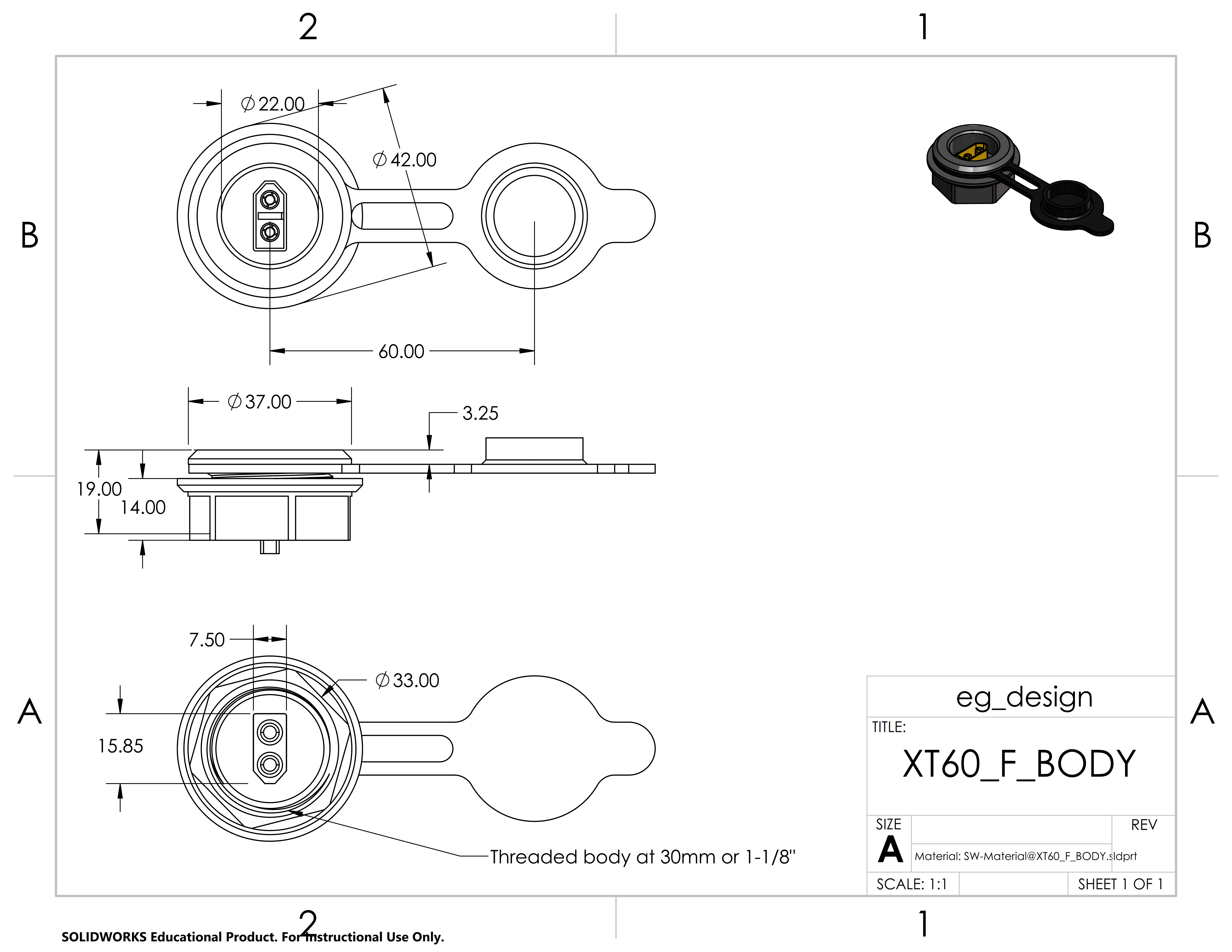 XT60 THREADED MOUNT by eg_design | Download free STL model | Printables.com