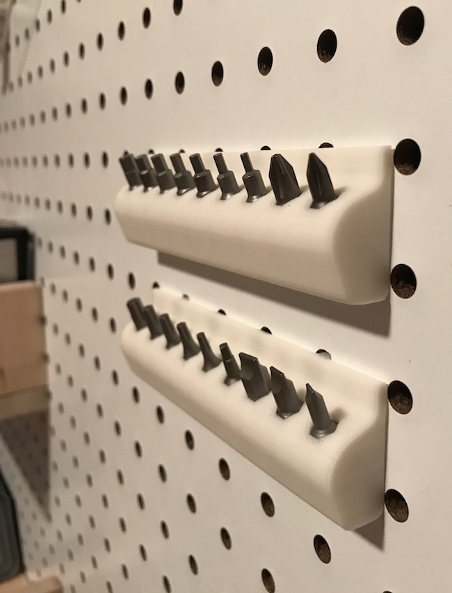1/4" bit holder for pegboard by mikeymakesit | Download free STL model ...