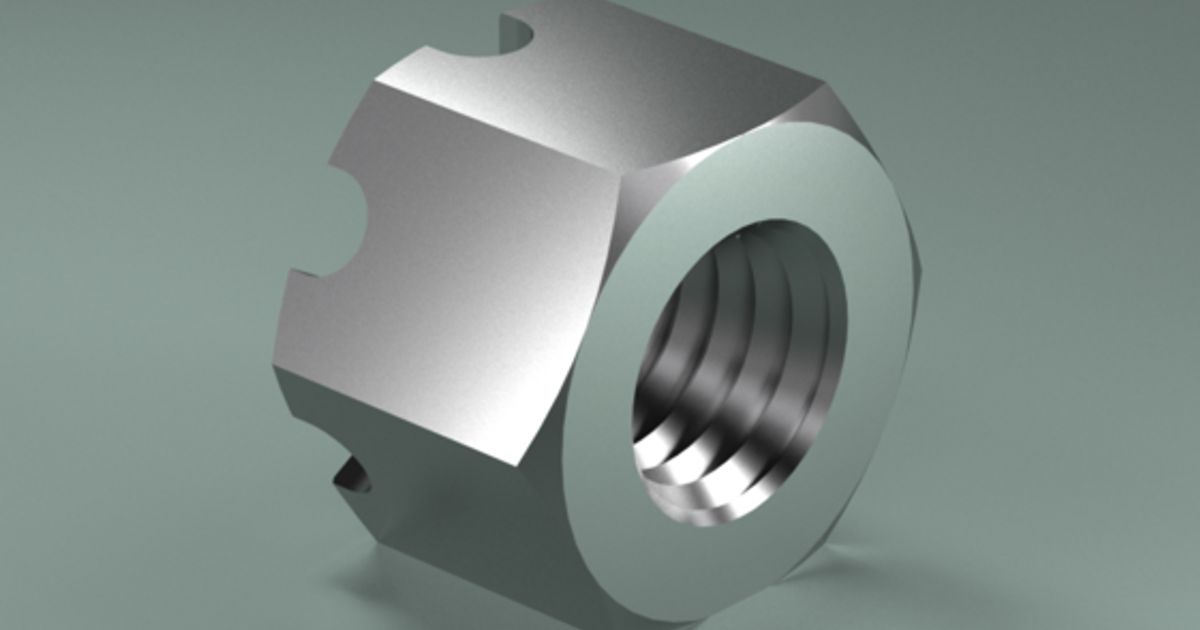 Hexagon slotted nut DIN 935 M8 by Dape | Download free STL model ...