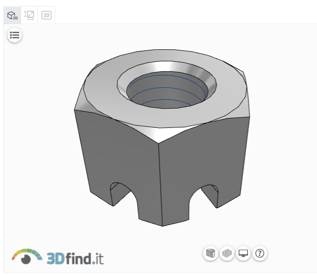 Hexagon slotted nut DIN 935 M8 by Dape | Download free STL model ...