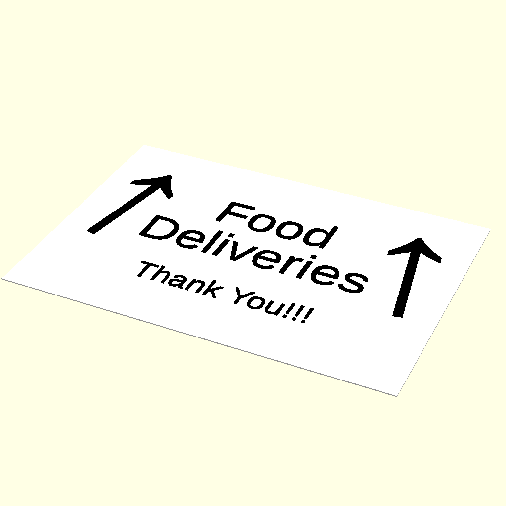 Contact-less food delivery sign (OpenSCAD Customizer) by Nem | Download ...