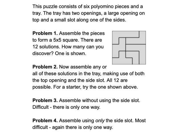 Window Pain - Tray-packing puzzle by Stewart Coffin (STC #186) by ...