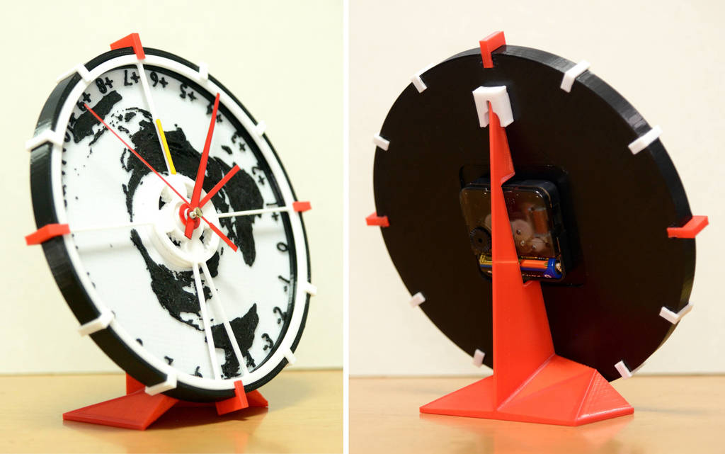World clock with automatic map rotation by shiura | Download free STL ...
