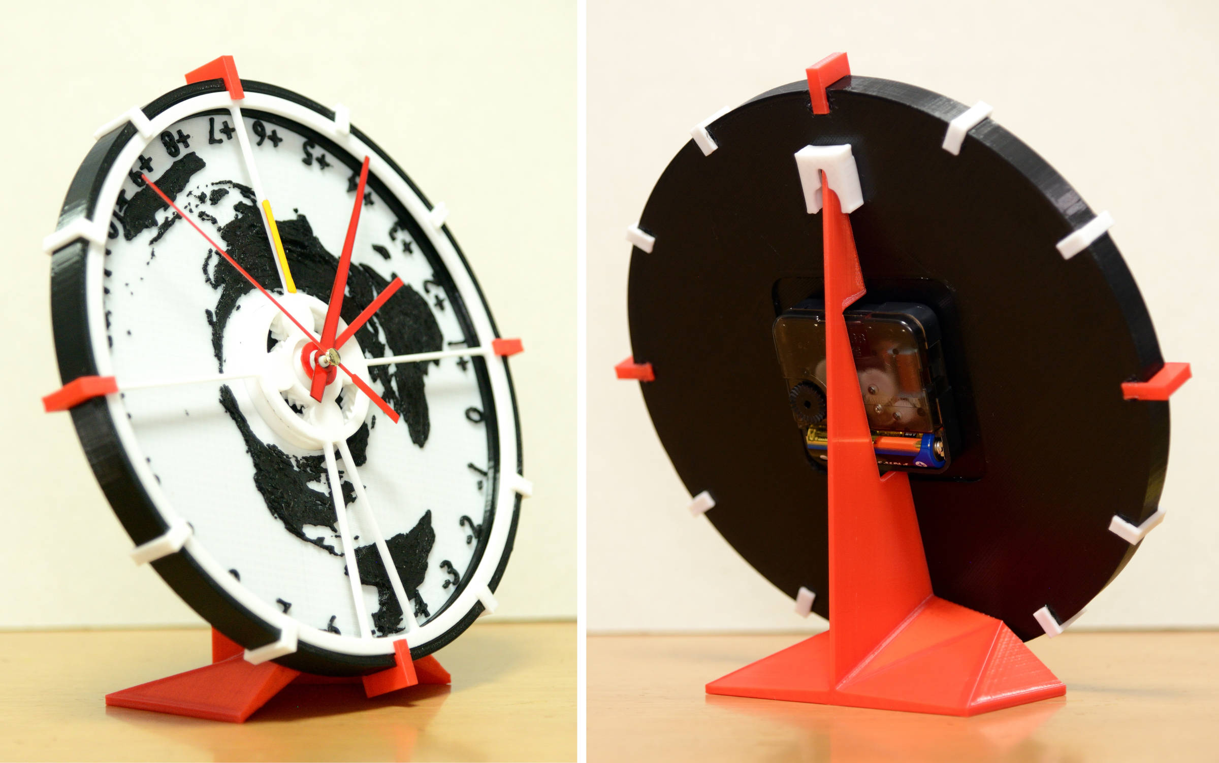World clock with automatic map rotation by shiura | Download free STL ...