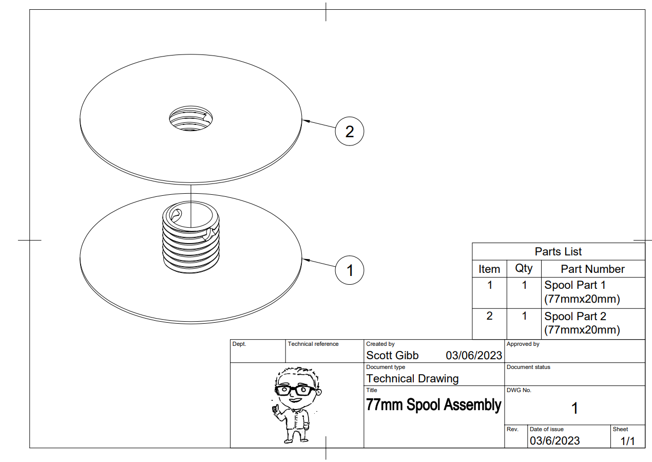 77mm 3D Printable Cable Spool by Scott Gibb | Download free STL model ...