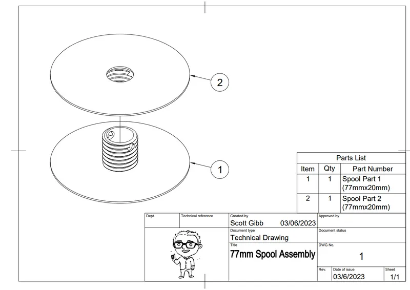 77mm 3D Printable Cable Spool by Scott Gibb | Download free STL model ...