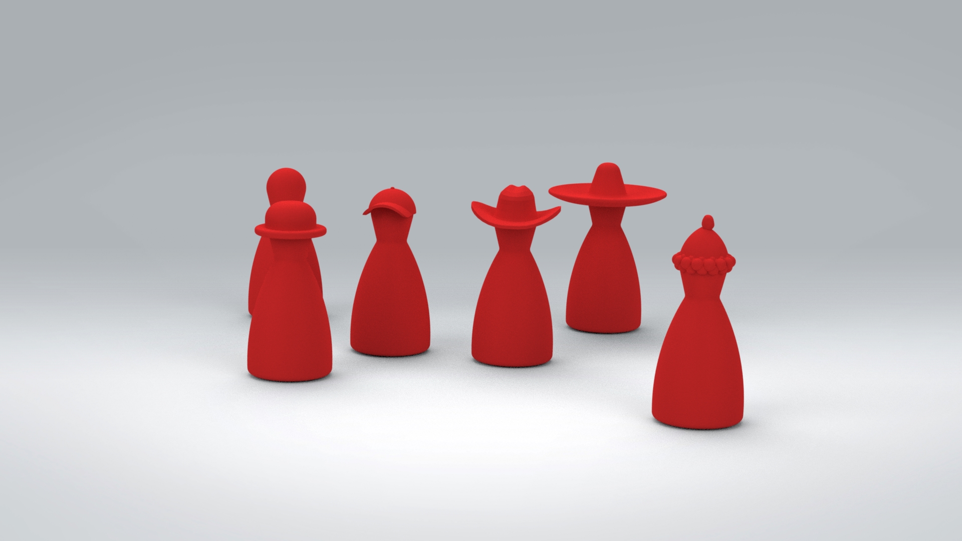 Classic boardgame pieces with hats by Saccy | Download free STL model ...