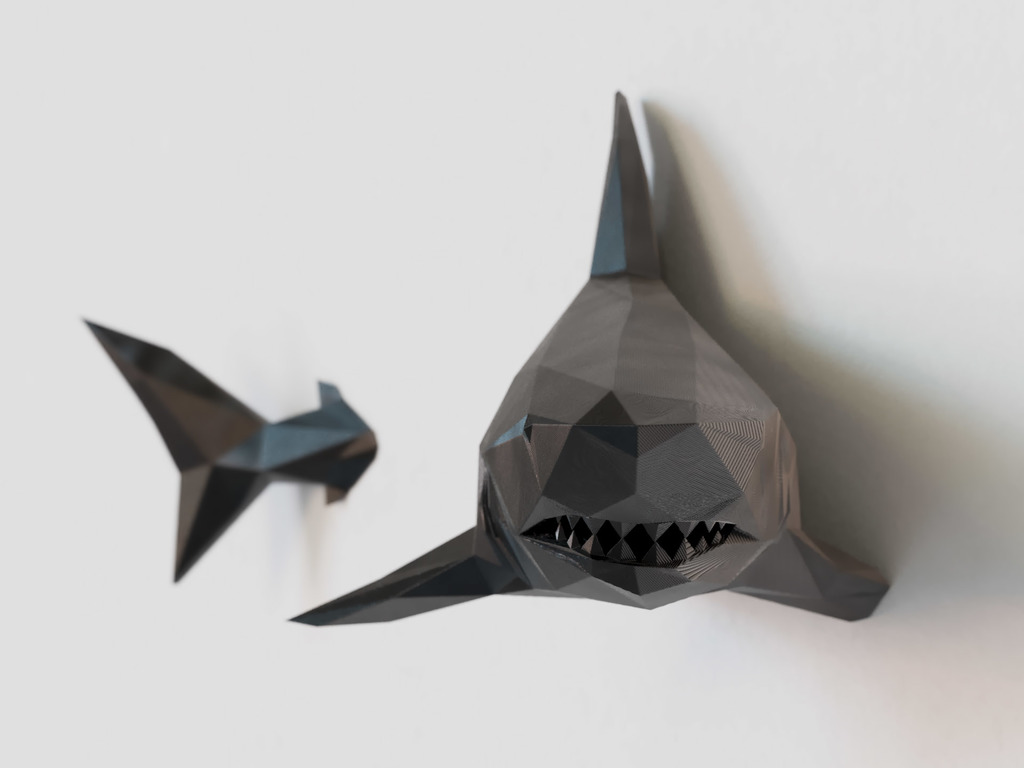Low Poly Wall Shark by Voxel | Download free STL model | Printables.com