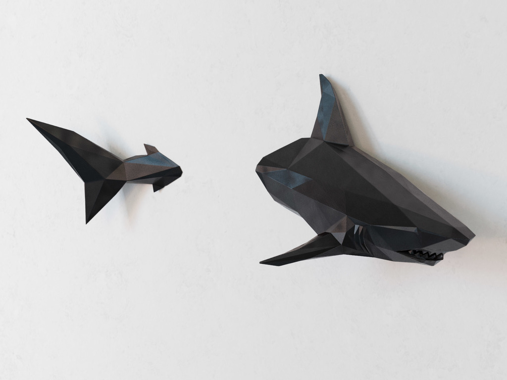 Low Poly Wall Shark by Voxel | Download free STL model | Printables.com