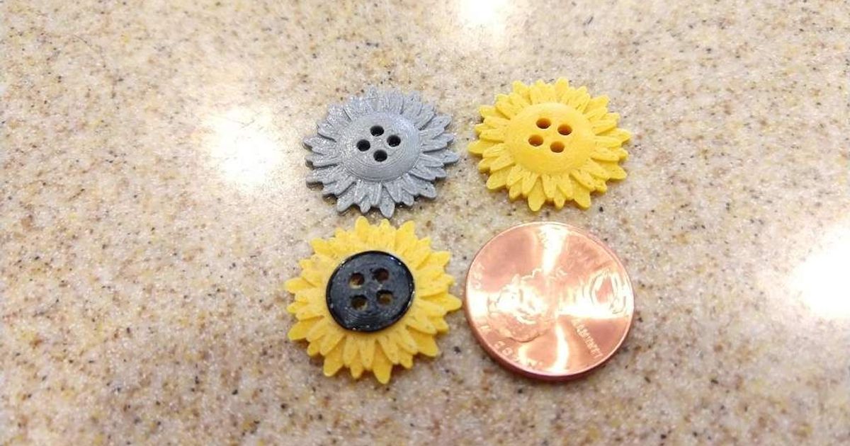 Sunflower Button by FrugalPapa | Download free STL model | Printables.com
