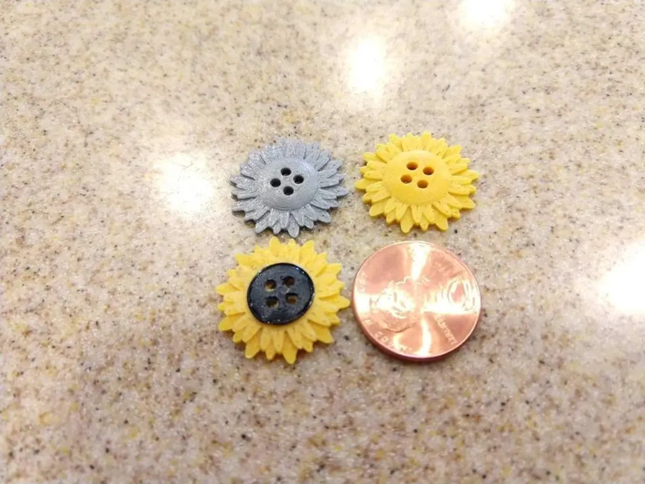 Sunflower Button by FrugalPapa | Download free STL model | Printables.com