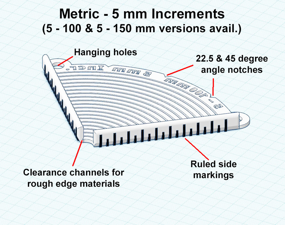 Concave Corner Stencil Template - Metric & Imperial Versions by ...