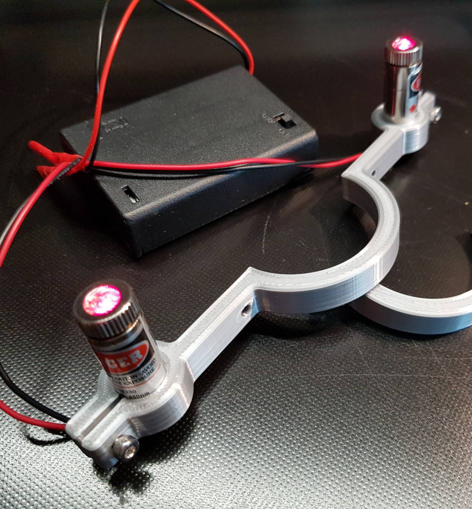 Laser guide for drill press (customizable, default holding pipe / tube ...