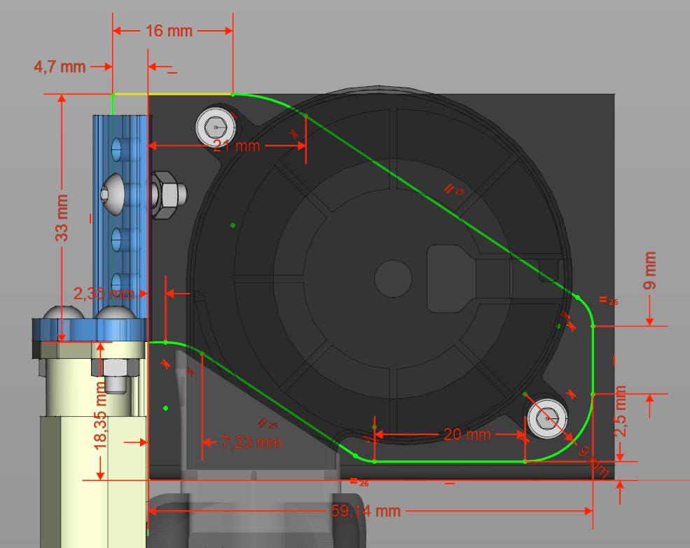 BLTouch / 3DTouch adjustable sensor holder for mounting behind a radial ...