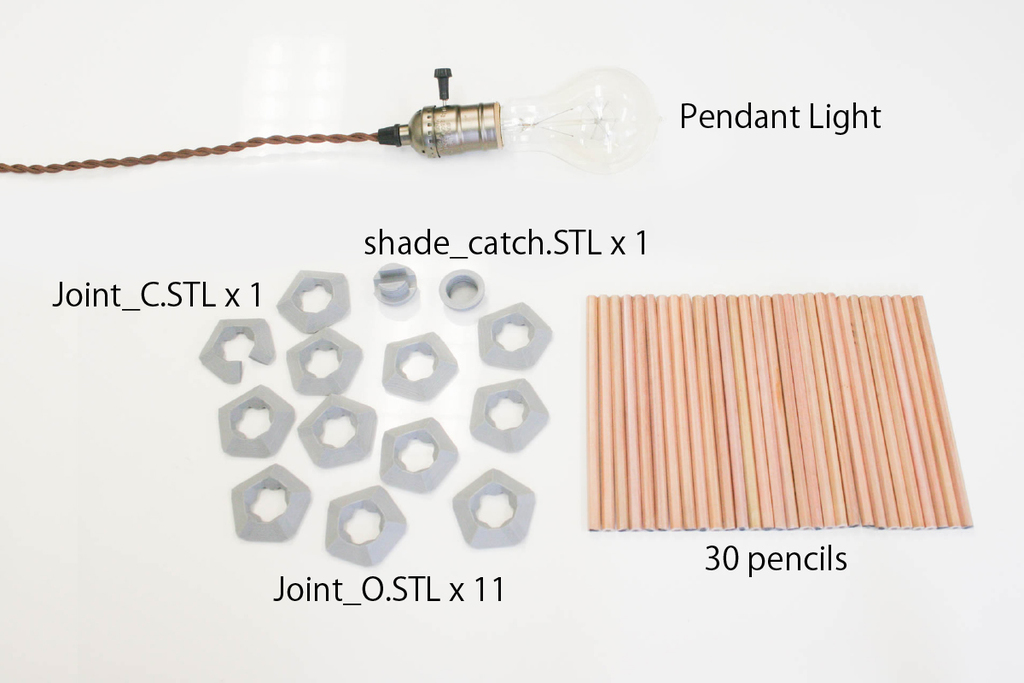 Pencil icosahedral lamp shade by Manabun | Download free STL model | Printables.com