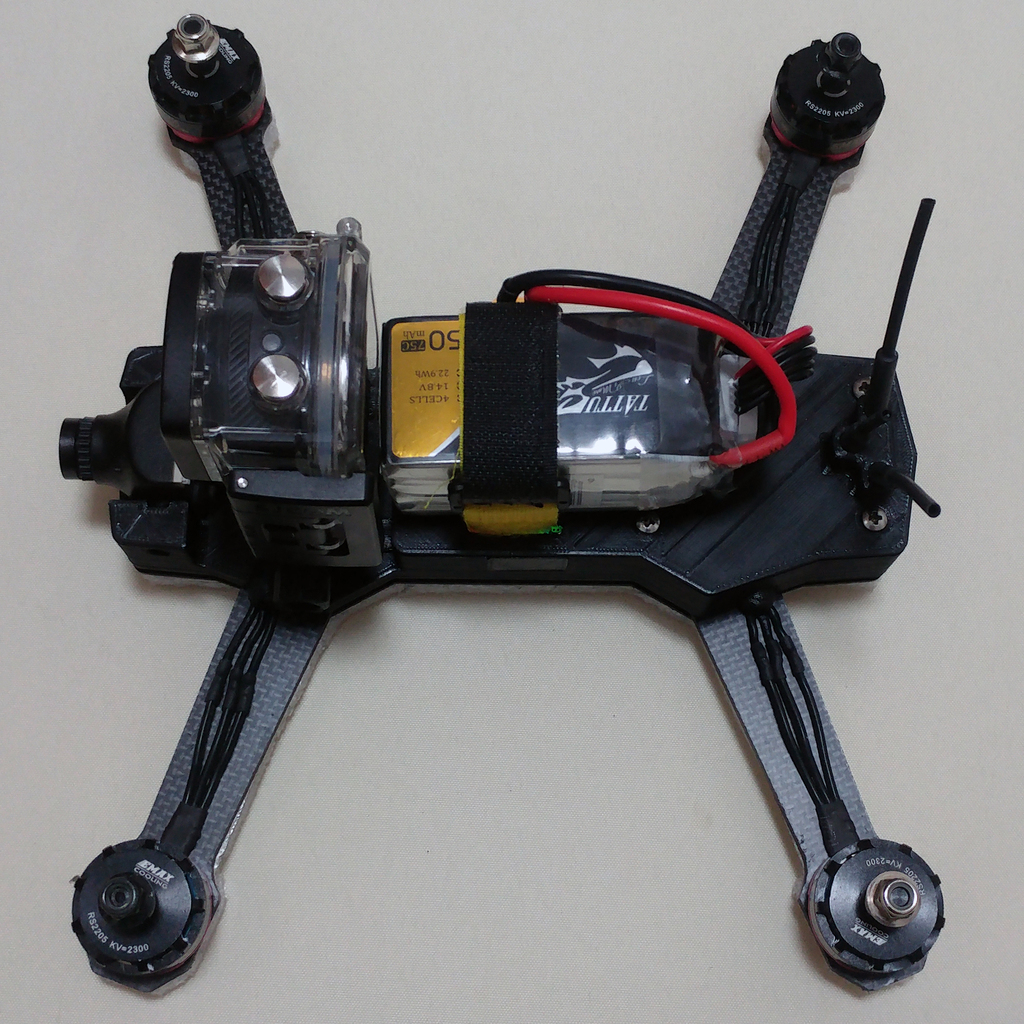 ZMR250 FPV low-profile frame with GoPro mount by Ariel | Download free ...