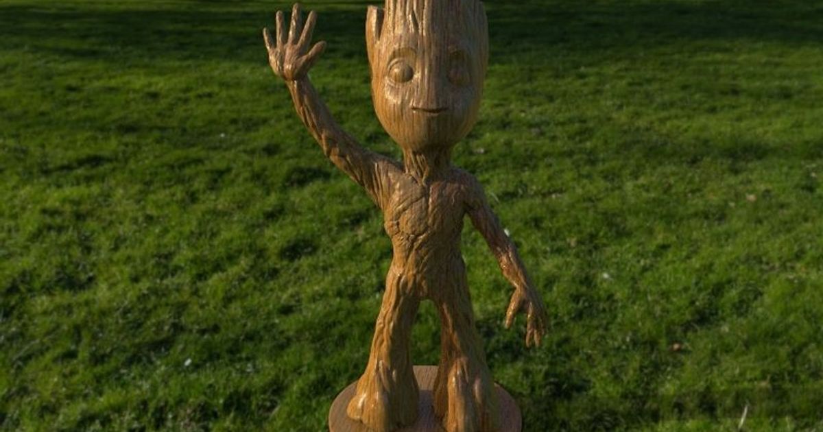 baby groot standing waving w stand by dav88 | Download free STL model ...
