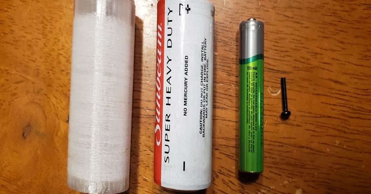 Single AA to D Cell Battery Adapter by D3Dorsett | Download free STL ...