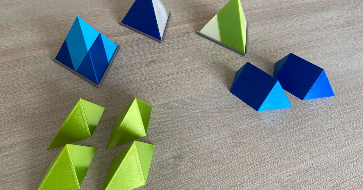 Tetrahedron puzzle, 3 variations - each with equal parts by Obolski ...