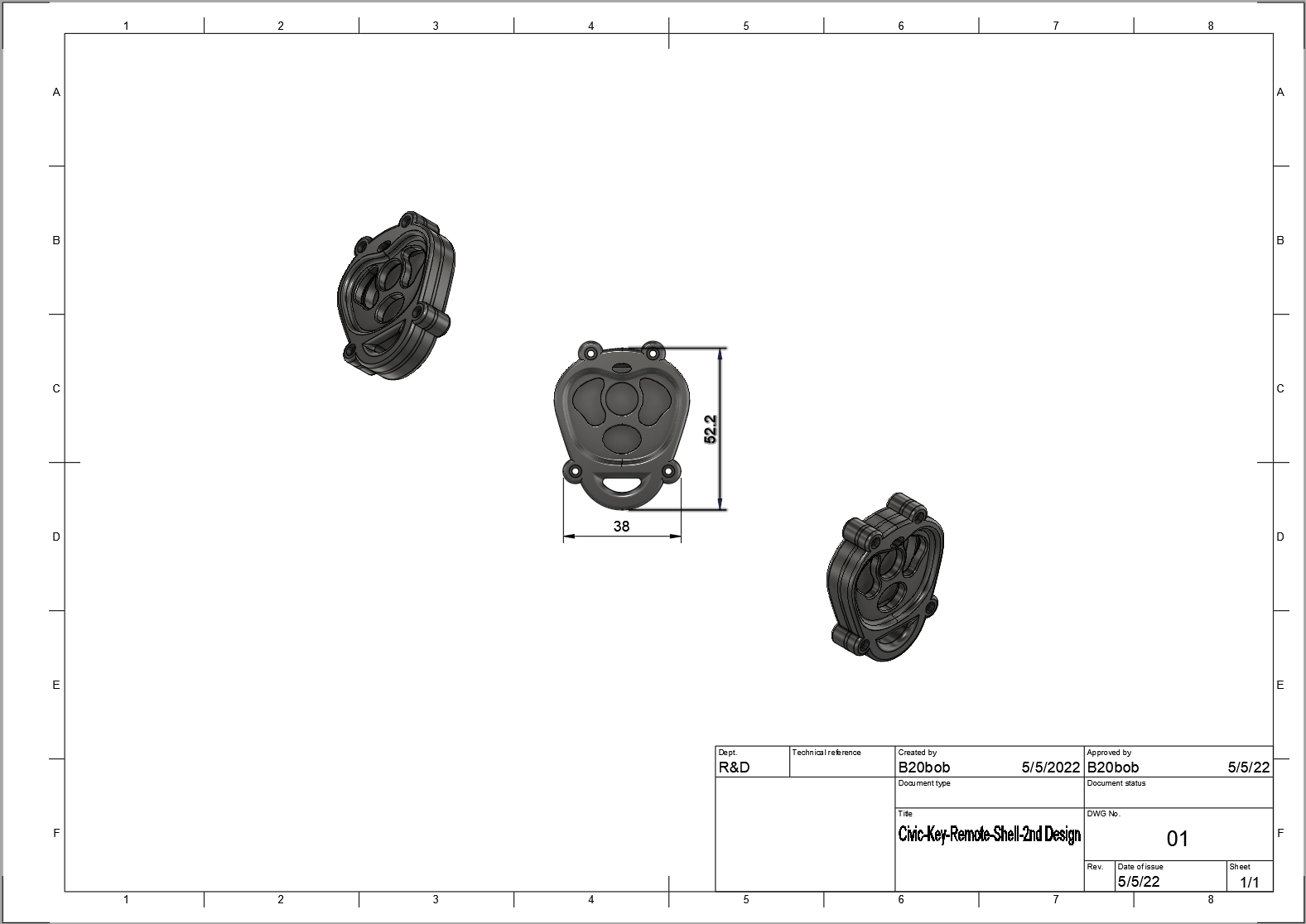 Key fob housing by B20bob | Download free STL model | Printables.com