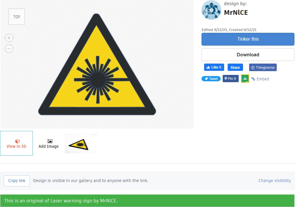 Warning sign Laser by MrNlCE | Download free STL model | Printables.com