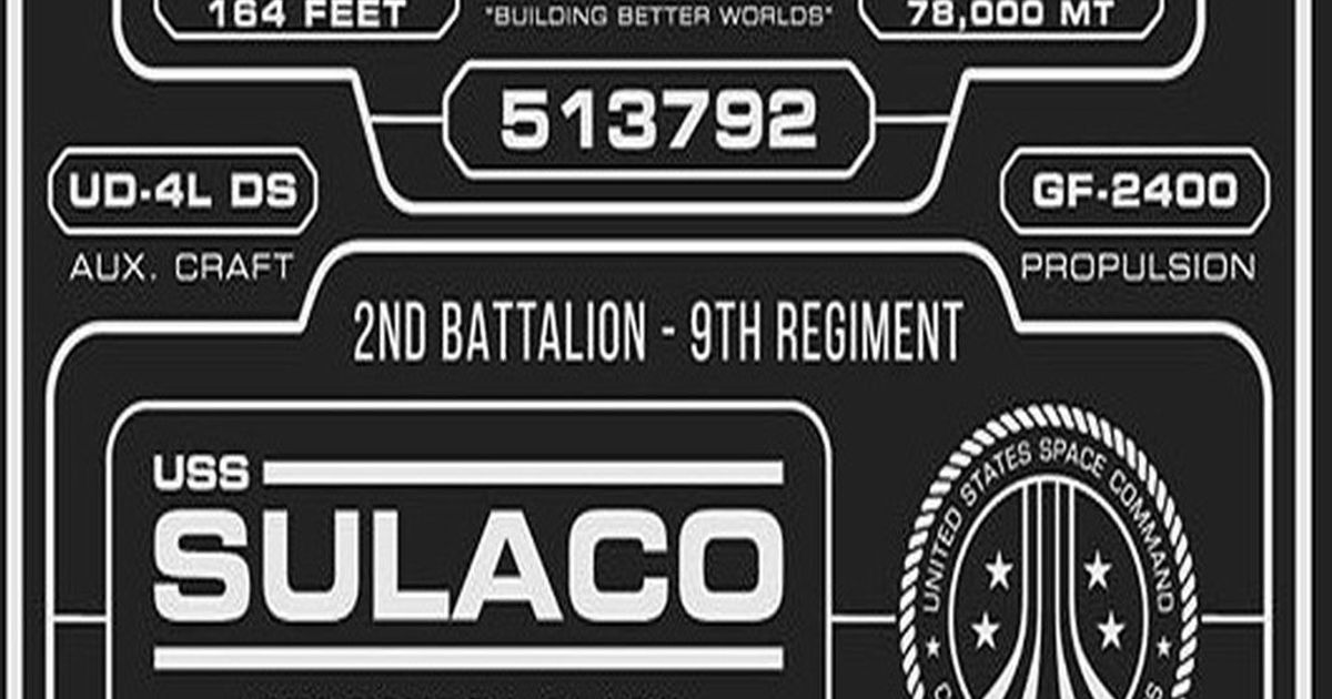 Sulaco name plate by U-N-I 3D Print | Download free STL model ...