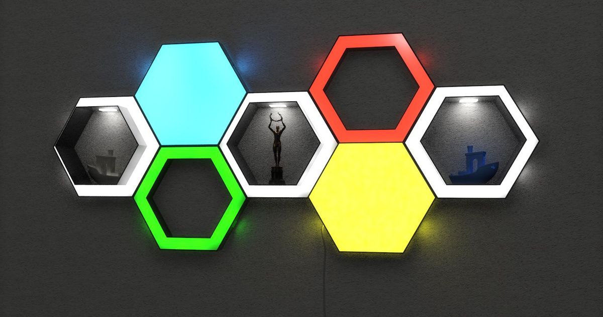 Hexagon LED Panels and Shelfs by FunkyArt | Download free STL model ...